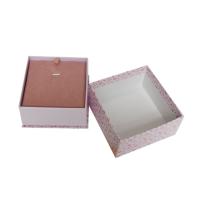 China Necklace Gift Pink Leather Jewelry Box Square Mini Cardboard for sale