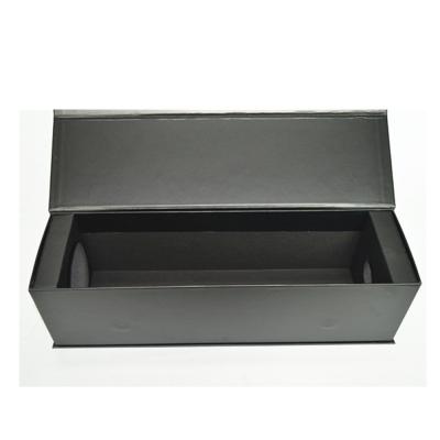 China Matte Black Magnetic Flap Gift Box EVA Insert Wine Bottle Box Packaging for sale