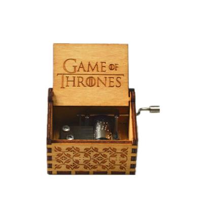 China Stock Music Box Hand Operated MDF wood Engraved Logo Natural wood Cream white Brown Red 4 colors for sale