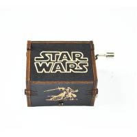 China Stock Music Box Hand Operated MDF wood Engraved Logo Natural wood Cream white Brown Red 4 colors for sale