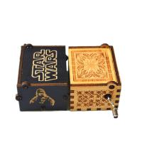 China Stock Music Box Hand Operated MDF wood Engraved Logo Natural wood Cream white Brown Red 4 colors for sale
