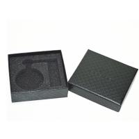 China Foam Insert Watch Packaging Box Black Textured Square Paper Gift Box Embossed Logo for sale
