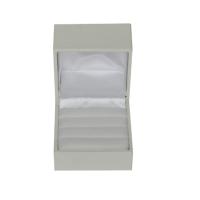 China Sqaure Plastic Paper Jewelry Gift Box Flap Oen White Wedding Ring Box PMS Printing for sale