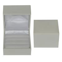 China Sqaure Plastic Paper Jewelry Gift Box Flap Oen White Wedding Ring Box PMS Printing for sale