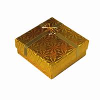 China Yellow Shining Fancy Paper Gift Box Silk Foam Filled Bowknot Jewelry Box With Ribbon for sale