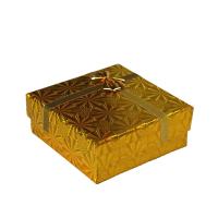 China Yellow Shining Fancy Paper Gift Box Silk Foam Filled Bowknot Jewelry Box With Ribbon for sale