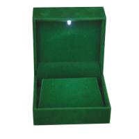 China Pendant Bracelet Velvet Jewelry Gift Boxes Green Sqaure With LED Light for sale
