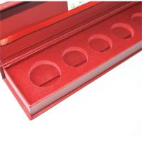China Magnetic Paper Coin Collection Storage Box Bright Red Print EVA Insert for sale