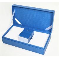 China Sponge Inside Recycled Cardboard Gift Boxes Blue White Book Shaped for sale