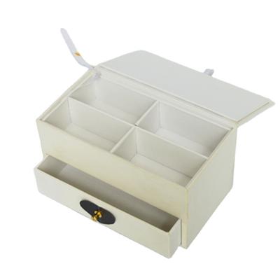 China White Two Drawer Jewelry Box MDF Wooden Coated Necklace Bracelet Drawer Organizer for sale