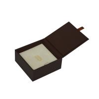 China Brown Square Small Cardboard Jewelry Gift Boxes CMYK Printing With Velvet Ribbon for sale