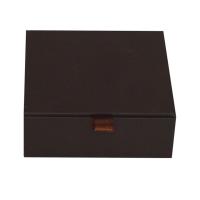 China Brown Square Small Cardboard Jewelry Gift Boxes CMYK Printing With Velvet Ribbon for sale