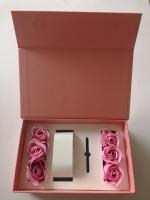 China Magnetic Cardboard Watch Boxes Pink Womens Watch Case With Soap Flower for sale