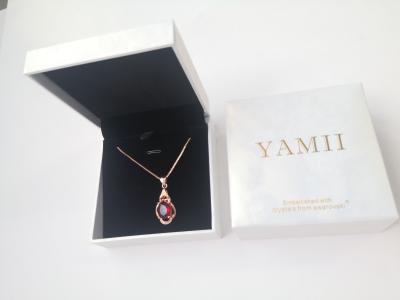 China White Paper Jewelry Gift Boxes Necklace Jewelry Velvet Insert With Hinges for sale