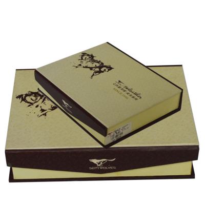 China Sqaure Brown Small Cardboard Jewelry Boxes PMS Printing open flap With Ribbon for sale