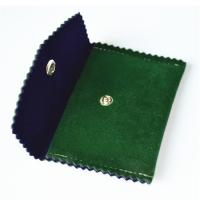 China Button Closure Velvet Envelope Bag Dark Green Embroidery Logo Serrated Edges for sale