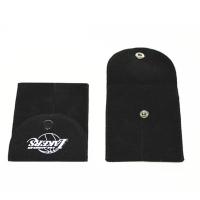 China Small Black Velvet Jewelry Pouches Bag Finished Button Closure 80*80mm for sale