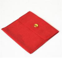 China Microfiber Bright Red Small Jewelry Pouch Bags Earring Necklace Button Closure for sale