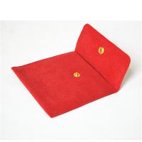 China Microfiber Bright Red Small Jewelry Pouch Bags Earring Necklace Button Closure for sale