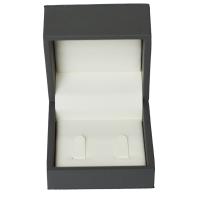 China White Grey Leather Jewelry Box 5*5*4cm CMYK Personalised Leather Ring Box for sale