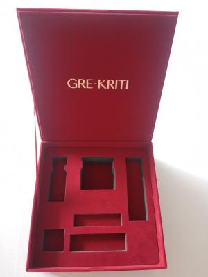 China High-end custom Magnetic Velvet Cardboard Paper Gift Boxes With Ribbon Closure for sale