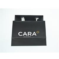China Glossy Lamination Printed Paper Carrier Bags Black Gift Bags With Ribbon Handles for sale