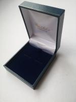 China Cufflinks Paper Jewelry Gift Boxes Blue Leatherette Velvet Insert With Edges for sale