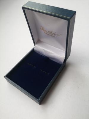 China Cufflinks Paper Jewelry Gift Boxes Blue Leatherette Velvet Insert With Edges for sale