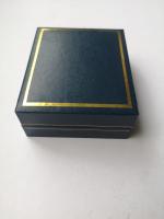 China Cufflinks Paper Jewelry Gift Boxes Blue Leatherette Velvet Insert With Edges for sale
