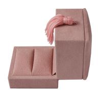 China Mini Pink Velvet Jewelry Gift Boxes Packaging Open Flap Ring Insert for sale