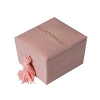 China Mini Pink Velvet Jewelry Gift Boxes Packaging Open Flap Ring Insert for sale