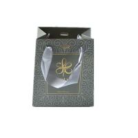 China Silver Coated Pearl Paper Jewelry Gift Bags Hot Stamping Logo With Ribbon Handles for sale