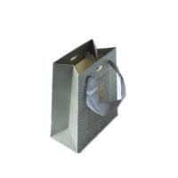 China Silver Coated Pearl Paper Jewelry Gift Bags Hot Stamping Logo With Ribbon Handles for sale