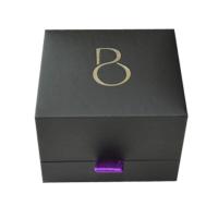 China Plsatic Black Paper Leather Gift Box Ring Earring Pendant Jewelry ribbon for sale