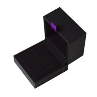 China Plsatic Black Paper Leather Gift Box Ring Earring Pendant Jewelry ribbon for sale