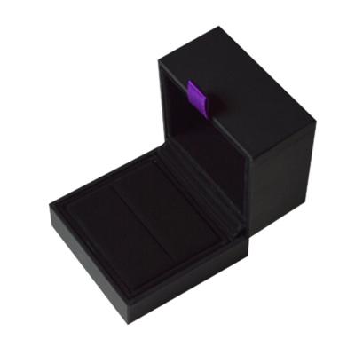 China Plsatic Black Paper Leather Gift Box Ring Earring Pendant Jewelry ribbon for sale