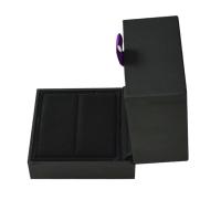 China Plsatic Black Paper Leather Gift Box Ring Earring Pendant Jewelry ribbon for sale