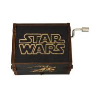 China Black Mini Hand Crank Music Box Movement MDF Small Travel for sale