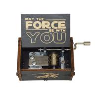 China Black Mini Hand Crank Music Box Movement MDF Small Travel for sale