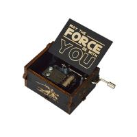 China Black Mini Hand Crank Music Box Movement MDF Small Travel for sale