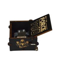 China Black Mini Hand Crank Music Box Movement MDF Small Travel for sale
