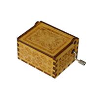China MDF Birthday Hand Crank Christmas Music Box Khaki Custom Logo for sale