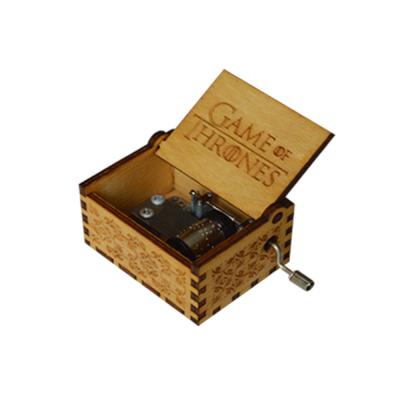 China MDF Birthday Hand Crank Christmas Music Box Khaki Custom Logo for sale