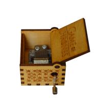China MDF Birthday Hand Crank Christmas Music Box Khaki Custom Logo for sale