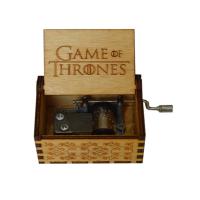 China MDF Birthday Hand Crank Christmas Music Box Khaki Custom Logo for sale