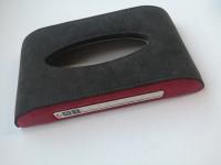 China High-End Custom Microfiber Car Leather Tissue Box Holder Handmade With Metal Tag Stick for sale