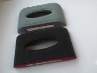 China High-End Custom Microfiber Car Leather Tissue Box Holder Handmade With Metal Tag Stick for sale