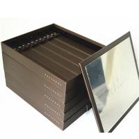 China Brown Retro Silk Leather Jewelry Display Trays For Rings Necklace Pendant for sale