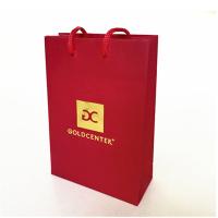 China Textured Handmade Recycled Paper Gift Bags Red Hot Stamping Logo For Jewelry for sale