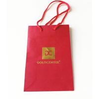 China Textured Handmade Recycled Paper Gift Bags Red Hot Stamping Logo For Jewelry for sale